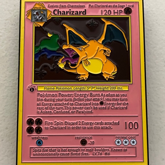 Unbranded | Accessories | Pokemon Charizard First Edition Game Card Pin ...